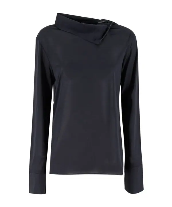 Fabiana Filippi Silk Jersey T-shirt With Asymmetrical Zip Collar