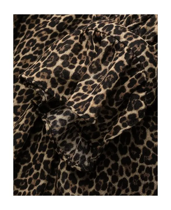 Saint Laurent Leopard Print Long-sleeved Dress