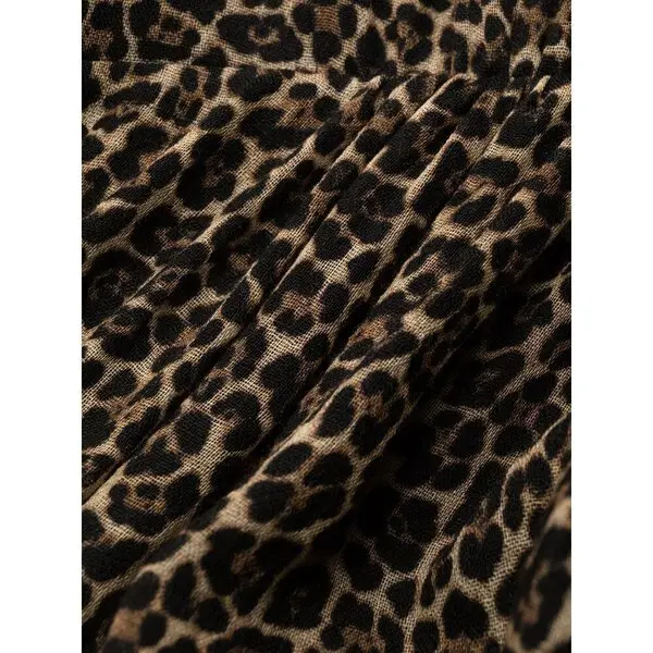 Saint Laurent Leopard Print Long-sleeved Dress - Black