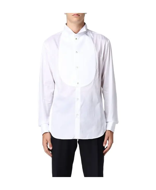 Giorgio Armani Long-sleeved Cotton Shirt - White