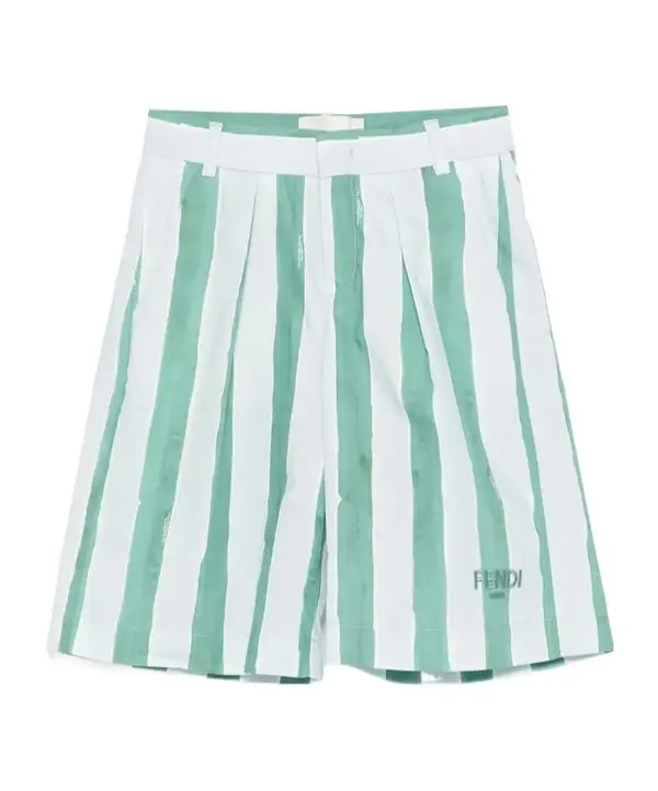 Fendi Pequin Print Bermuda Shorts - White Green