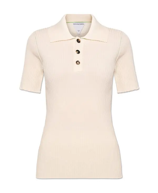Bottega Veneta Ribbed Short Sleeve Polo Shirt