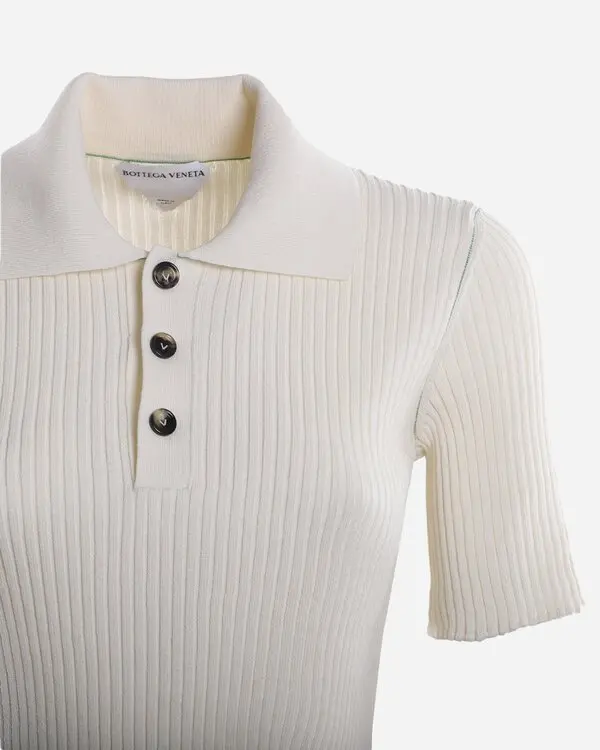 Bottega Veneta Ribbed Short Sleeve Polo Shirt
