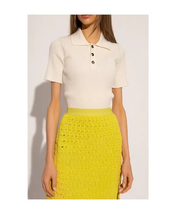 Bottega Veneta Ribbed Short Sleeve Polo Shirt