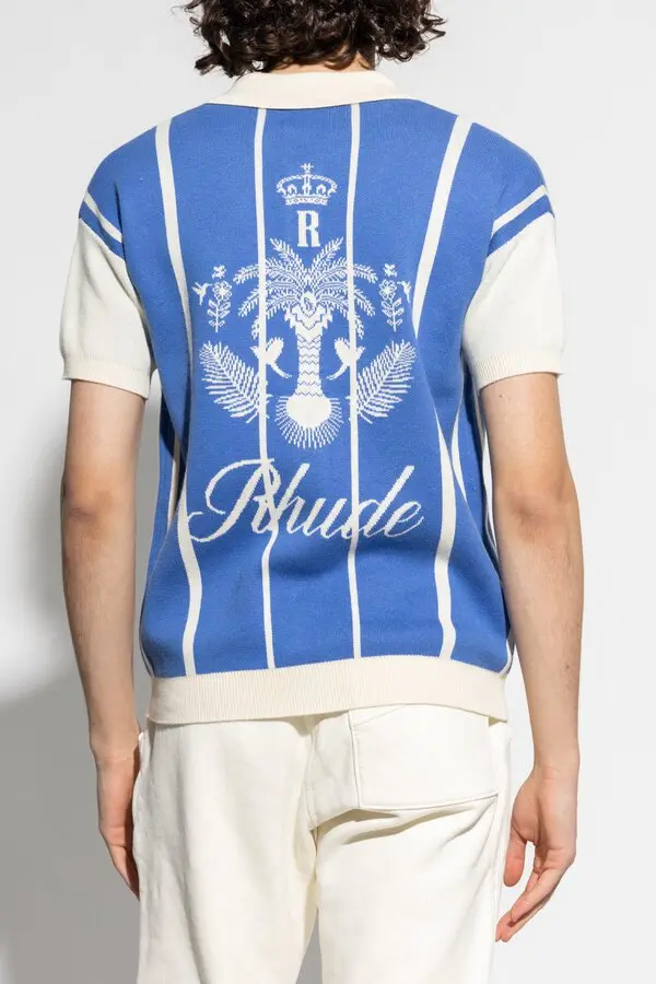 Rhude Logo-embroidery Striped Polo Shirt