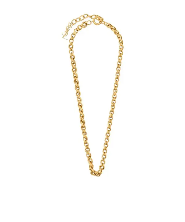 Saint Laurent Rope-chain Necklace With Cassandre Charm - Brass Gold