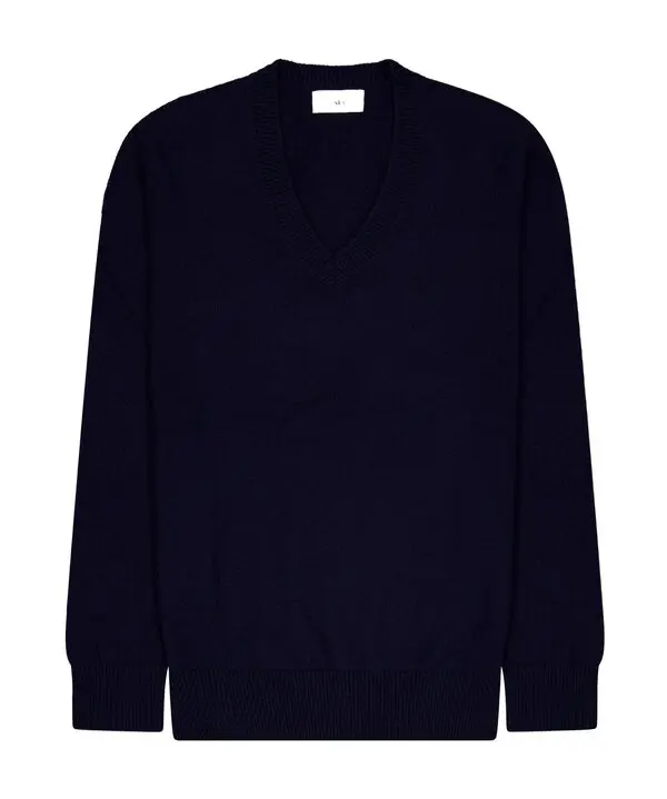 LANEUS V-neck Long Sleeve Sweater - Black