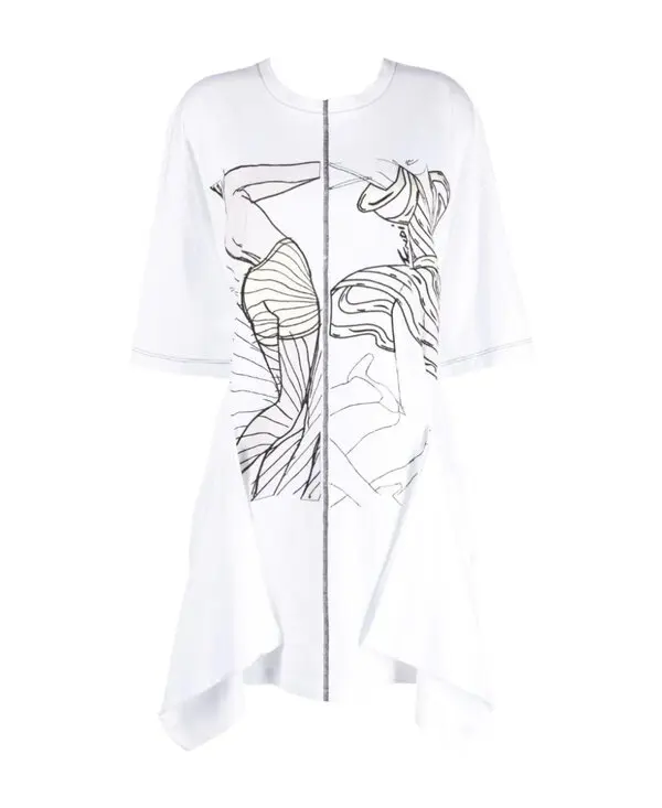 Fendi Embroidered Draped Mini Dress - White