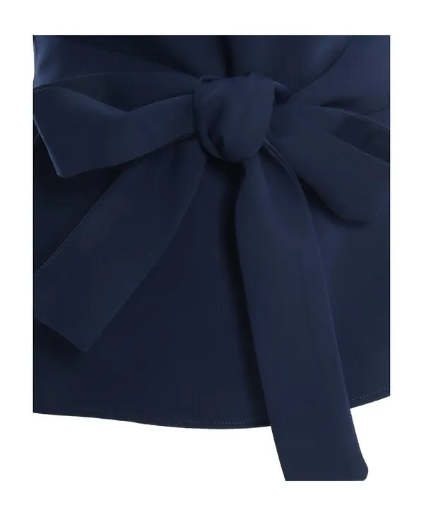 P.a.r.o.s.h V-neck Belted Top With Logo Detail - Blue
