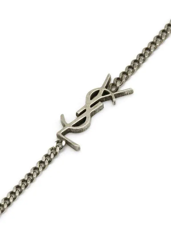 Saint Laurent Monogram Crystal Chain Bracelet - Gray