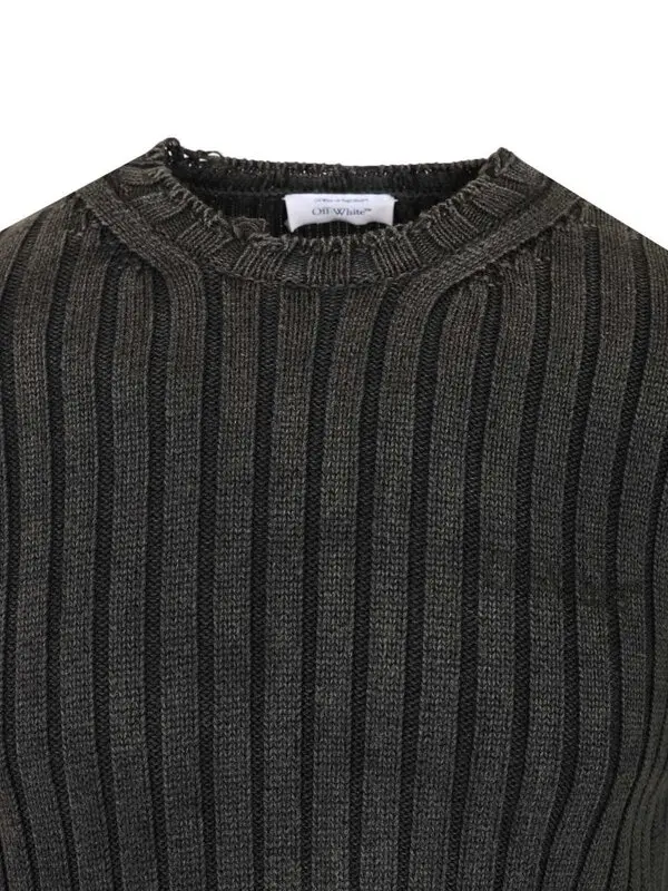 Off-White Distressed Arrow Rib Knit Jumper