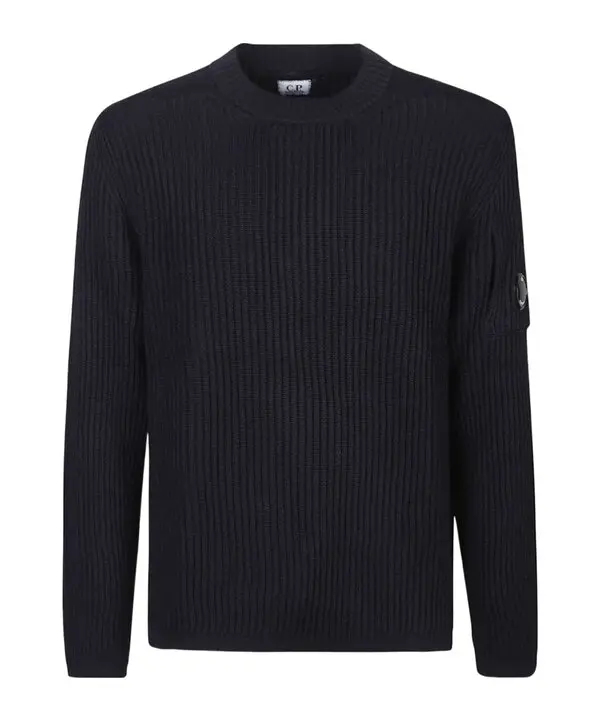 C.P. COMPANY Lens Detailed Knitted Jumper - Navy