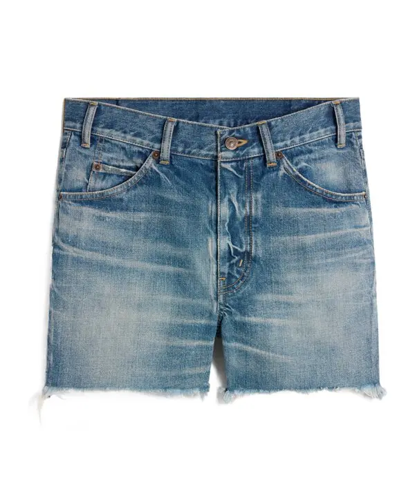 Celine Electric Sky Wash Denim Skate Shorts - Gray