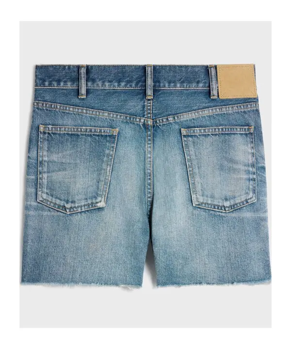 Celine Electric Sky Wash Denim Skate Shorts