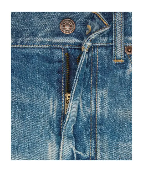 Celine Electric Sky Wash Denim Skate Shorts