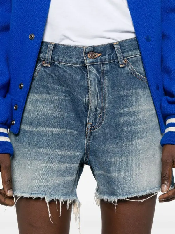 Celine Electric Sky Wash Denim Skate Shorts