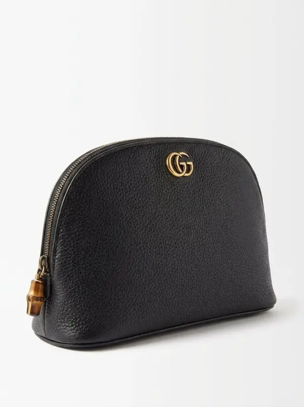 Gucci Logo Plaque Makeup Bag - Black