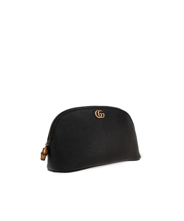 Gucci Logo Plaque Makeup Bag With Bamboo Handle