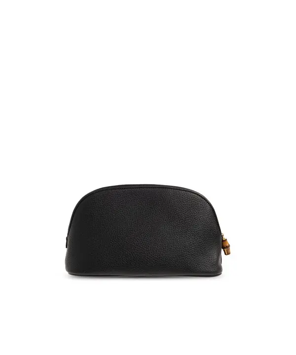 Gucci Logo Plaque Makeup Bag With Bamboo Handle