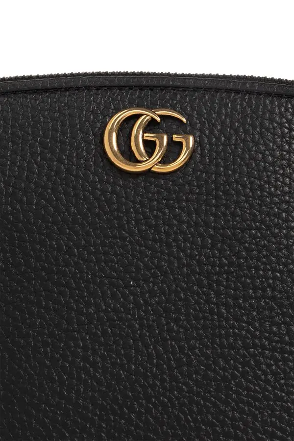 Gucci Logo Plaque Makeup Bag With Bamboo Handle