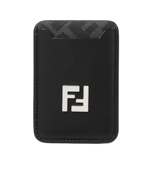 Fendi Leather And Ff Canvas Card Holder - Black