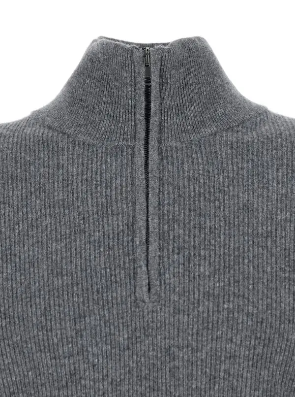 ROBERTO COLLINA Ribbed Half-zip Knitwear