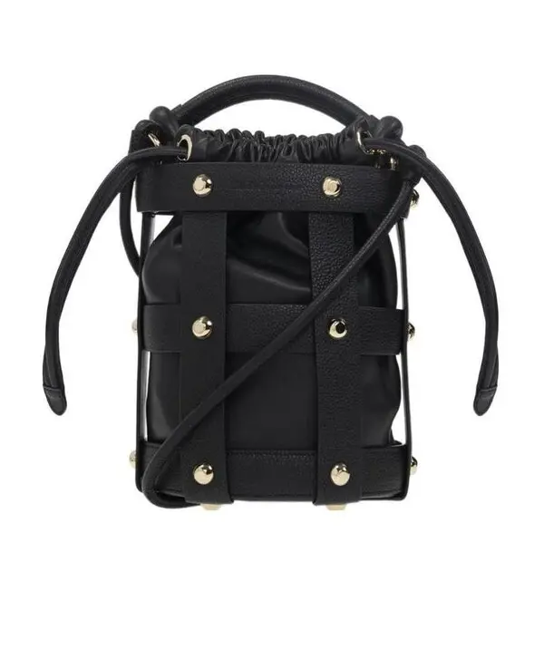 FERRAGAMO Embossed Logo Logo One-shoulder Bucket Bag - Black