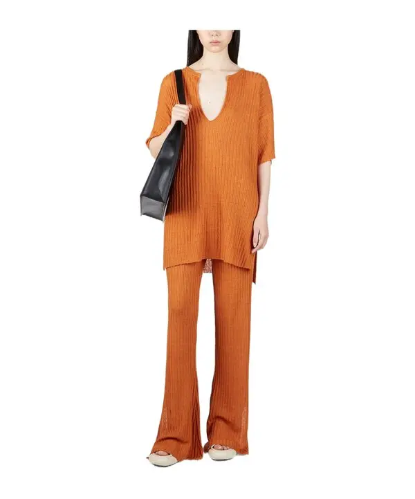 Rodebjer Short-sleeved Ribbed Knit Sweater