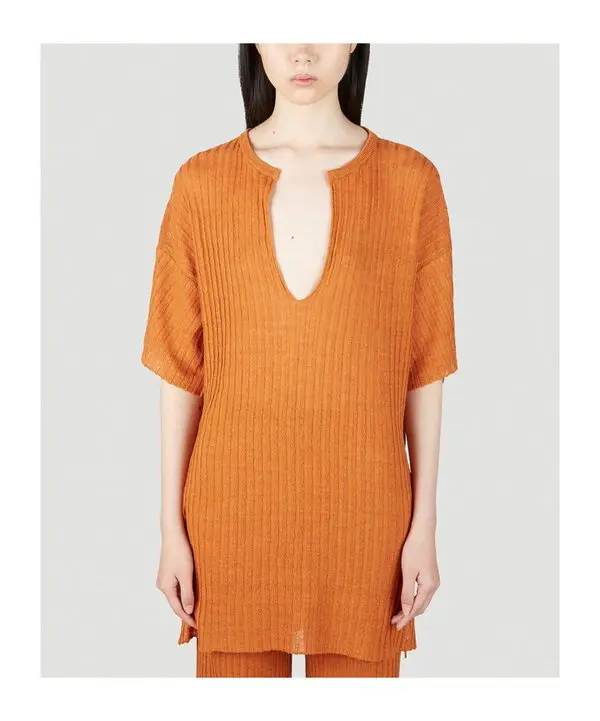 Rodebjer Short-sleeved Ribbed Knit Sweater