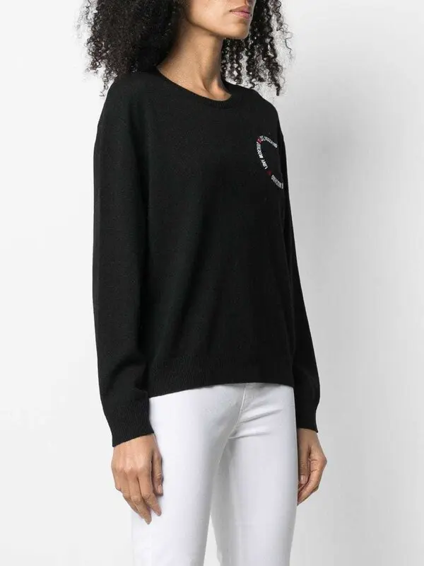 Moschino Round Neck Long Sleeve Pullover With Chest Logo