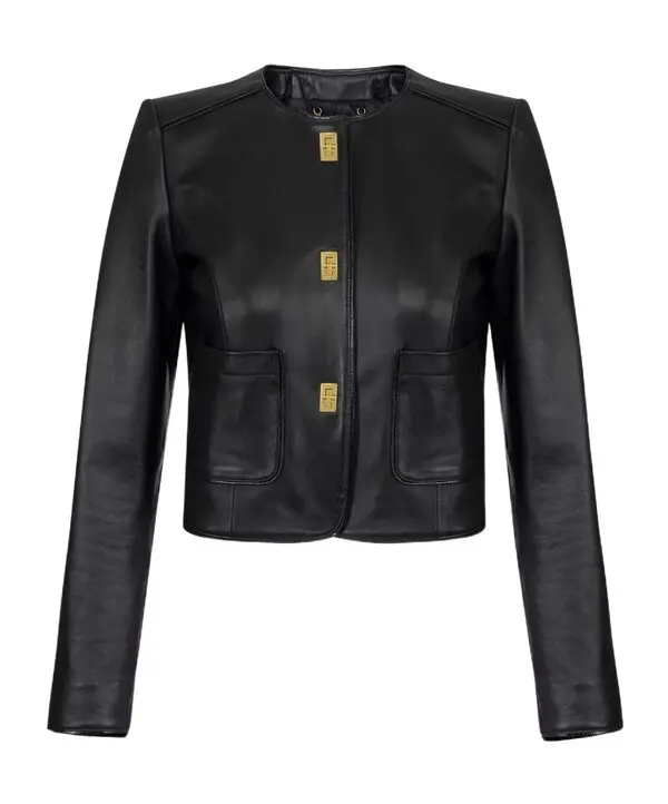 Elisabetta Franchi Hook-fastening Leather Jacket - Black