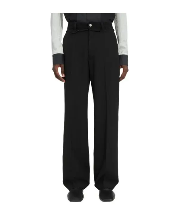 MAISON MARGIELA Wide-leg Trousers With Trompe L'oeil Denim Waistband - Black