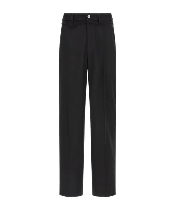 MAISON MARGIELA Wide-leg Trousers With Trompe L'oeil Denim Waistband - Black