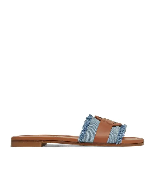 Moncler Bell Denim Slides - Powder Blue