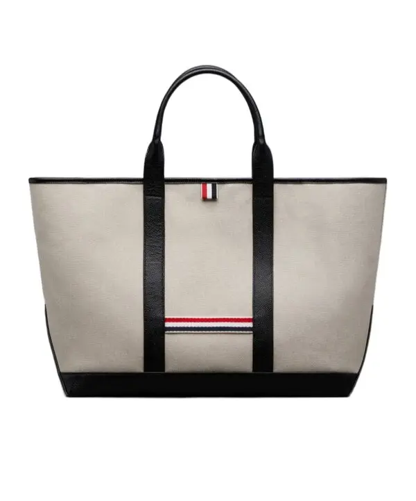 Thom Browne Medium Rwb Stripe Top Handle Bag - Black