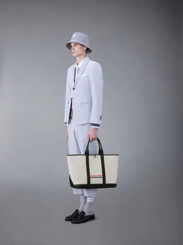 Thom Browne Medium Rwb Stripe Top Handle Bag - Black