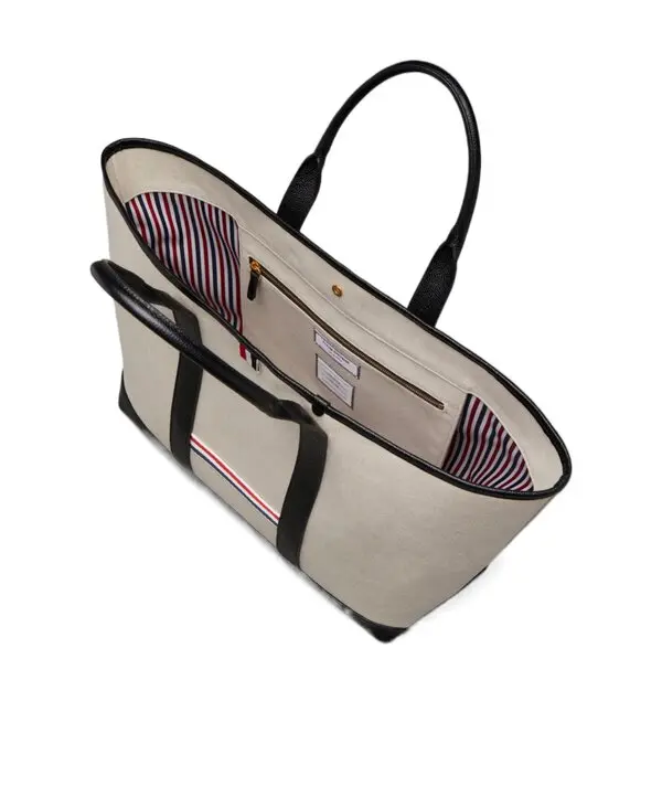 Thom Browne Medium Rwb Stripe Top Handle Bag - Black