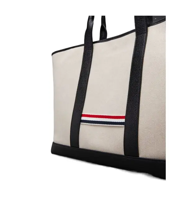 Thom Browne Medium Rwb Stripe Top Handle Bag - Black