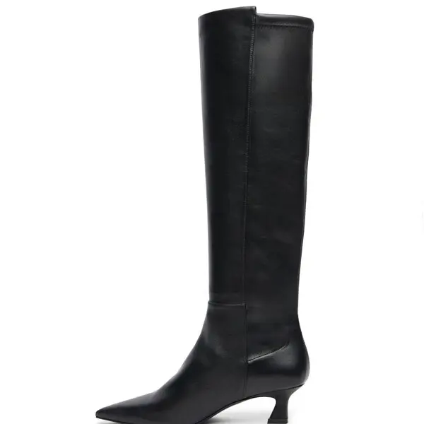 STUART WEITZMAN 5050 Vinnie Pointed Toe Sculpted Heel Knee-high Boots - Black