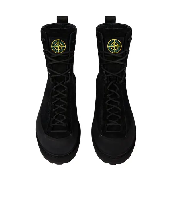 Stone Island Lace-up Rubber-sole Hiking Boots - Black