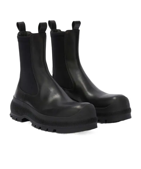 JIL SANDER Chelsea Boots With Elastic Sides And Lug Sole - Black