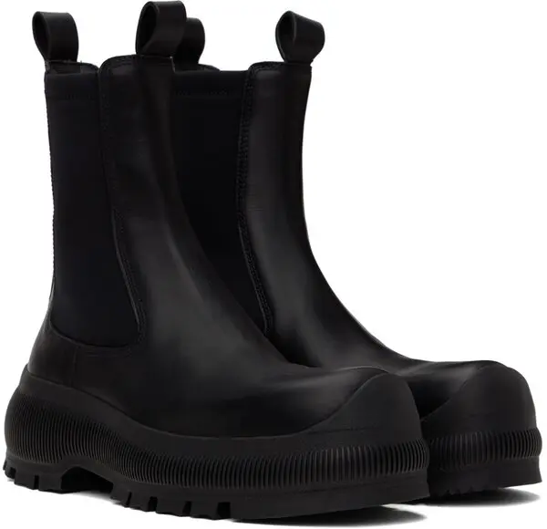 JIL SANDER Chelsea Boots With Elastic Sides And Lug Sole - Black