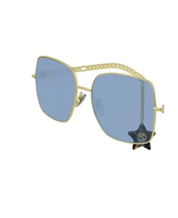 Gucci Square Frame Sunglasses With Gold Chain Detail