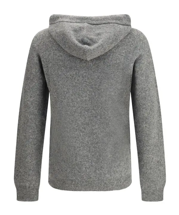 ROBERTO COLLINA Hooded Wool Sweater With Drawstring And Rib Knit Trim