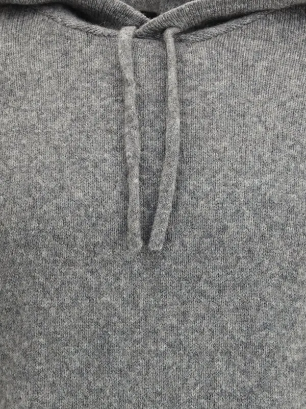 ROBERTO COLLINA Hooded Wool Sweater With Drawstring And Rib Knit Trim