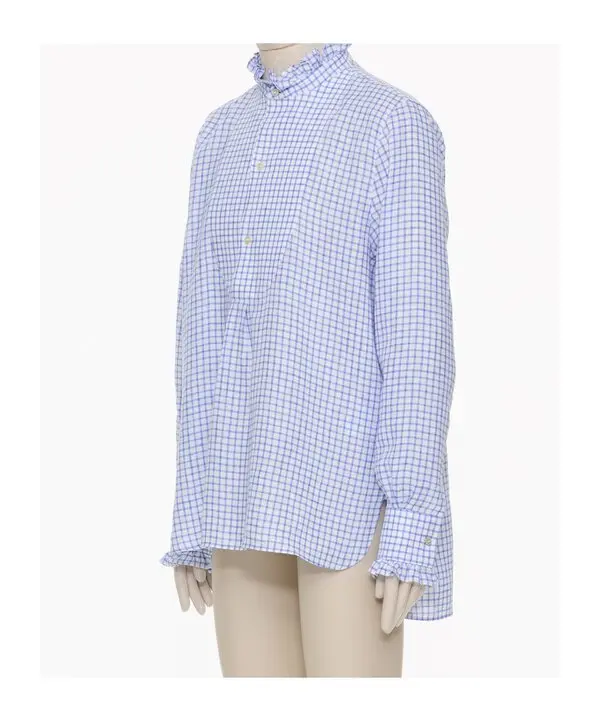 Valentino Garavani Checked Ruffle Detailed Long-sleeved Shirt