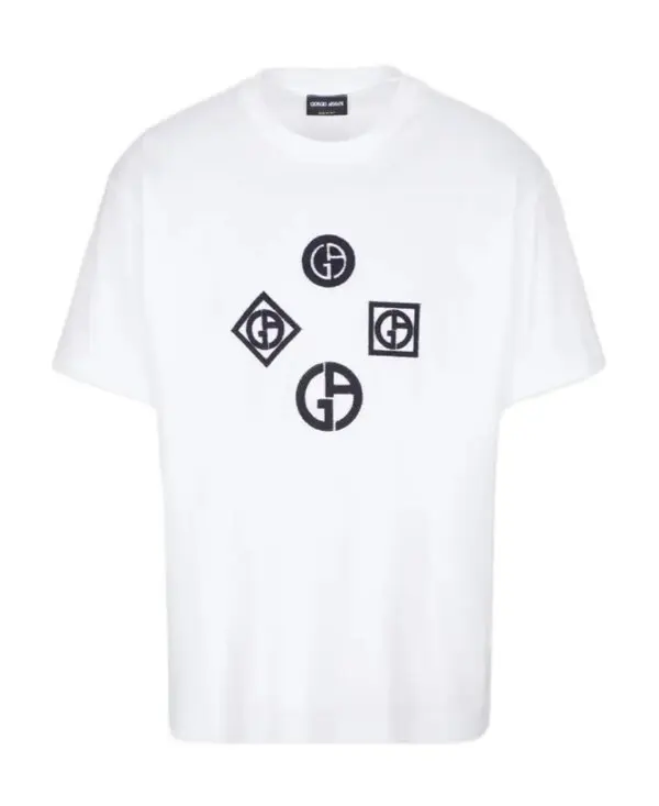 Giorgio Armani Logo-patch Cotton T-shirt - White