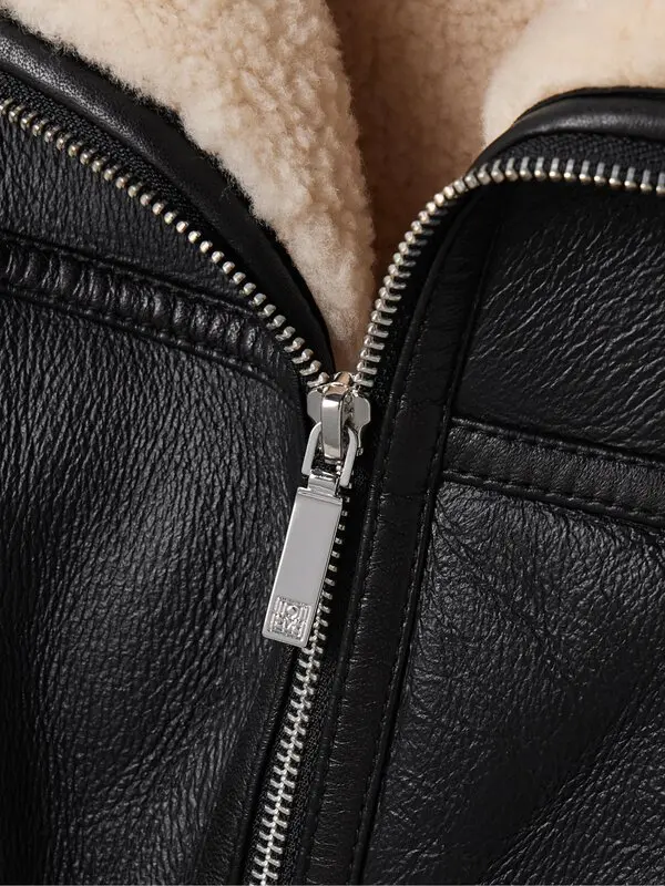 TOTEME Signature Zip-up Leather Jacket - Black