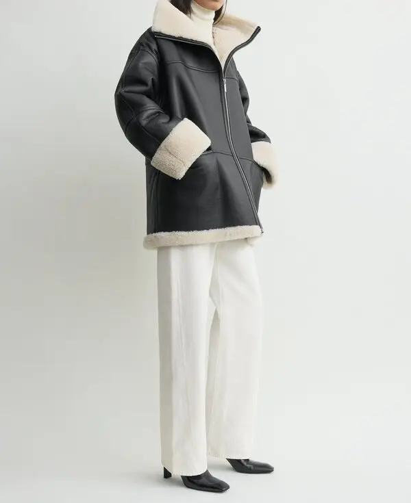 TOTEME Signature Zip-up Leather Jacket - Black