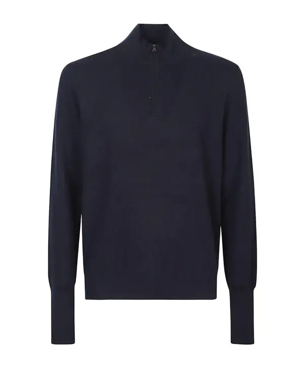 BALLANTYNE Half-zip Cashmere Polo Shirt - Navy
